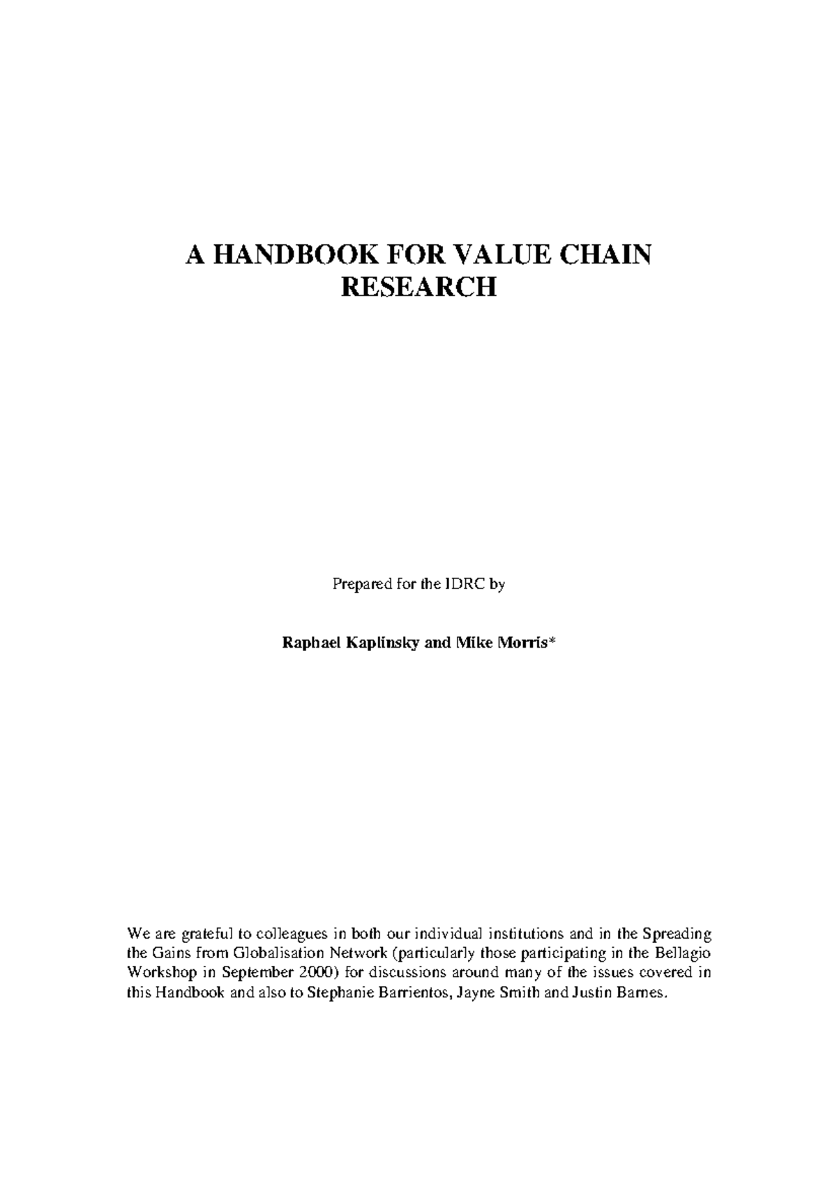 Value Chain Handbook Good - A HANDBOOK FOR VALUE CHAIN RESEARCH ...