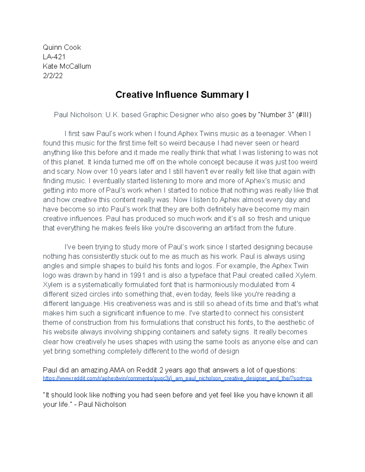 CPR Resource Summary 1: Identify Creative Sources - Quinn Cook LA- Kate ...