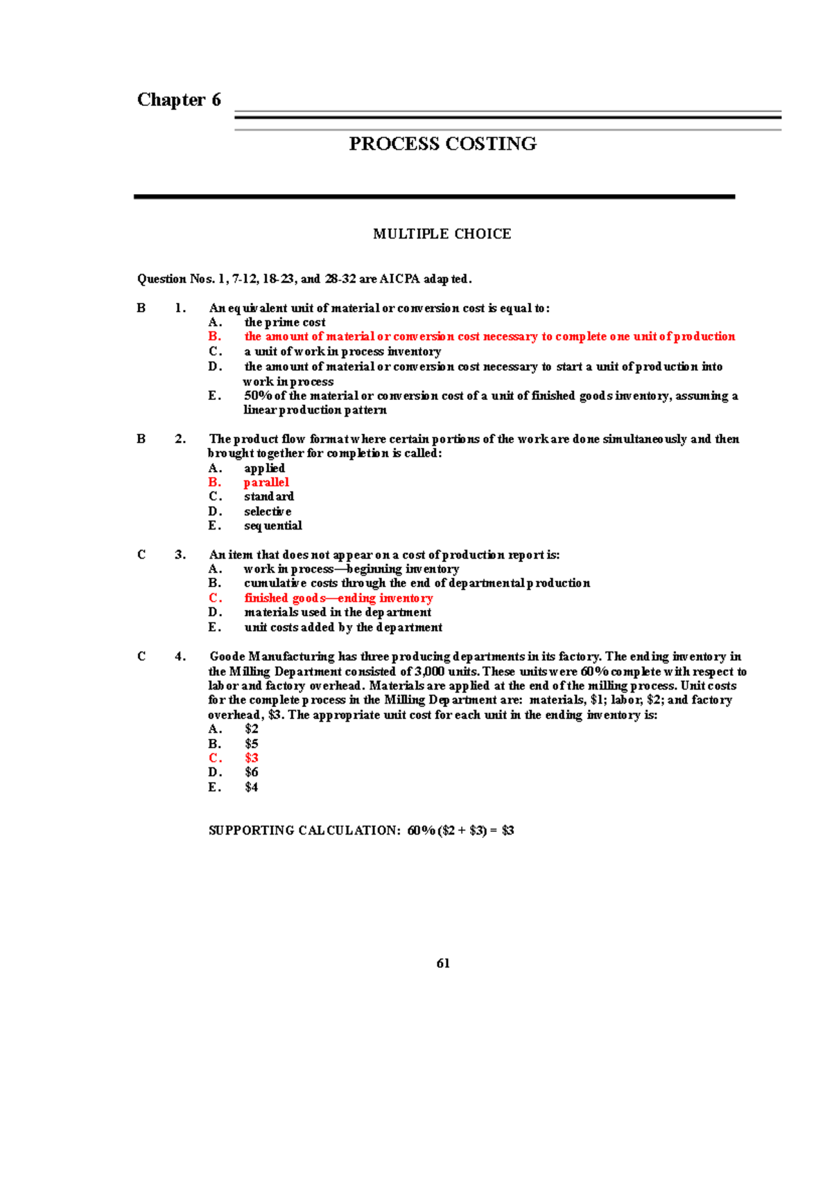 06-process-costing-costacc compress - Chapter 6 PROCESS COSTING MULTIPLE CHOICE Question Nos. 1 ...