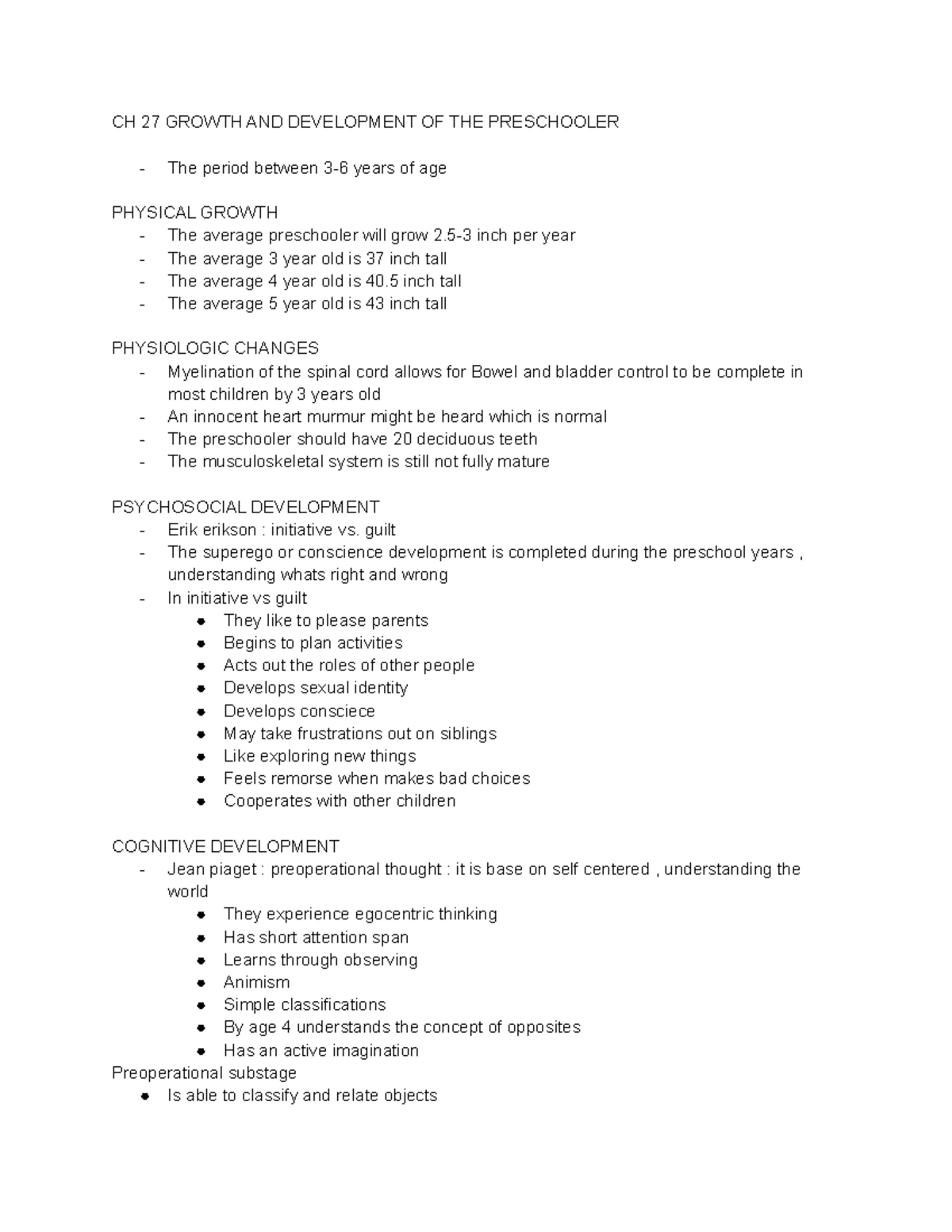 Ch 27 Growth AND Development OF THE Preschooler - CH 27 GROWTH AND ...