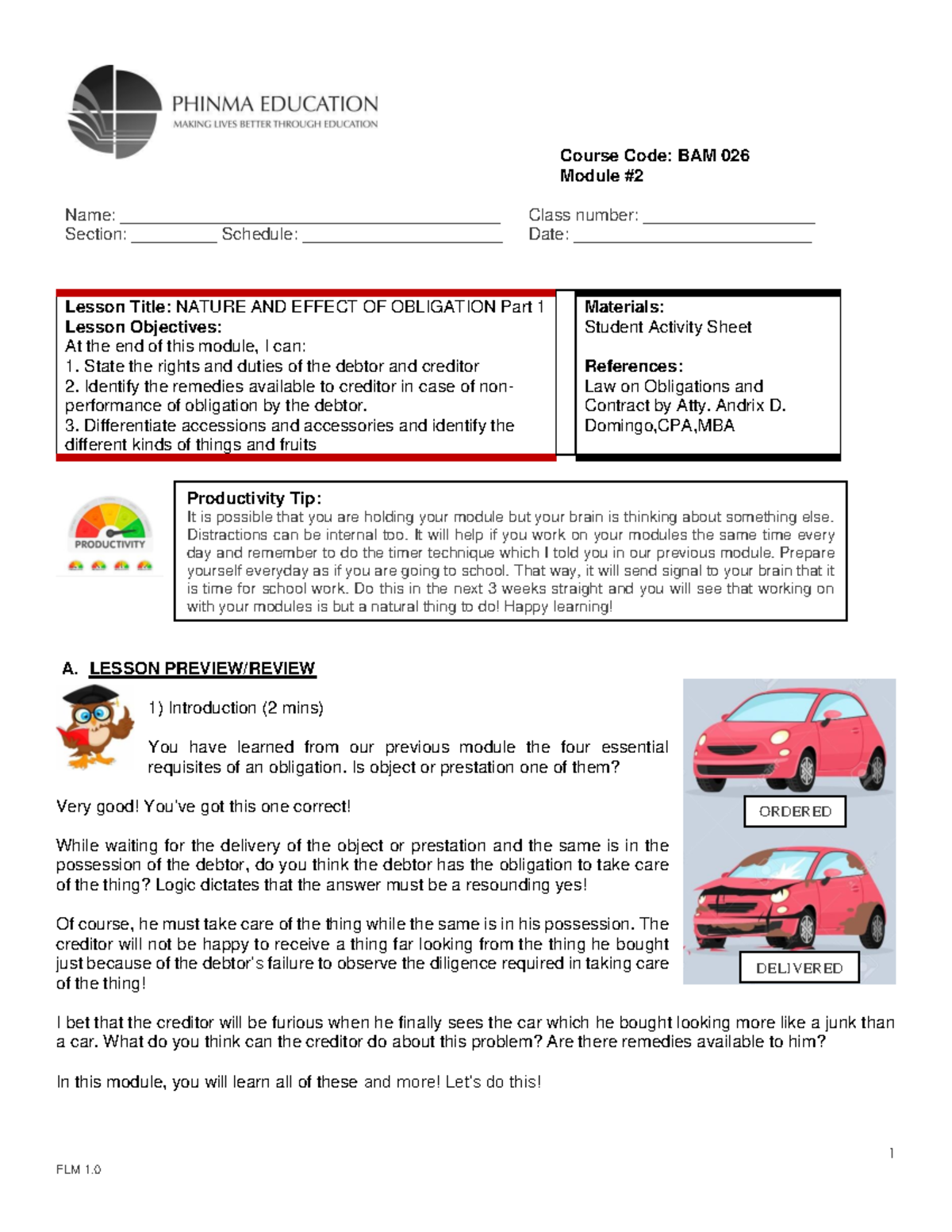 Copy of SAS#2-BAM026 - Lecture botes for bam 026 - Module # Name: - Studocu