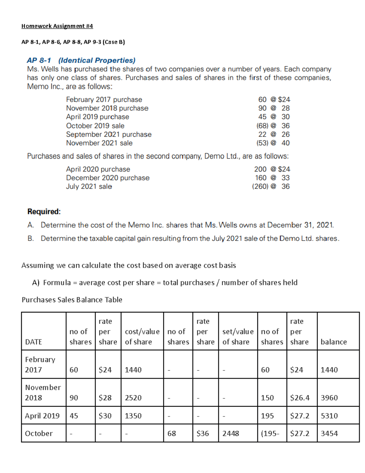 Homework Assignment 4 COMM 355 - Homework Assignment # AP 8-1, AP 8-6 ...
