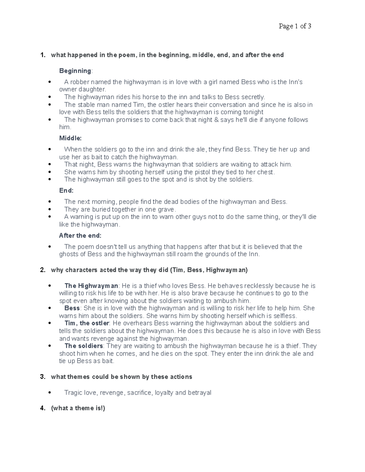 Highwayman test study guide 2023 - Page 1 of 3 what happened in the ...