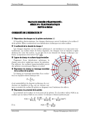TD1 Electrostatique 2021-2022 Corrigé- SF - UNIVERSIT... IBN ZOHR FACULT... DES SCIENCES D.. DE ...