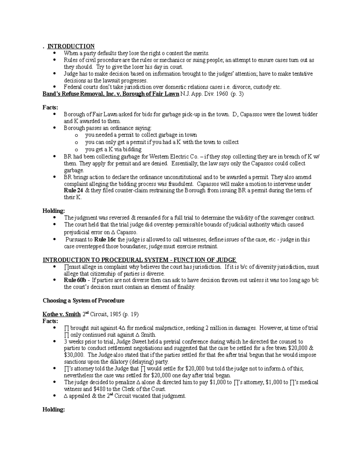 Civil Procedure Law Outline 3 - . INTRODUCTION When a party defaults ...