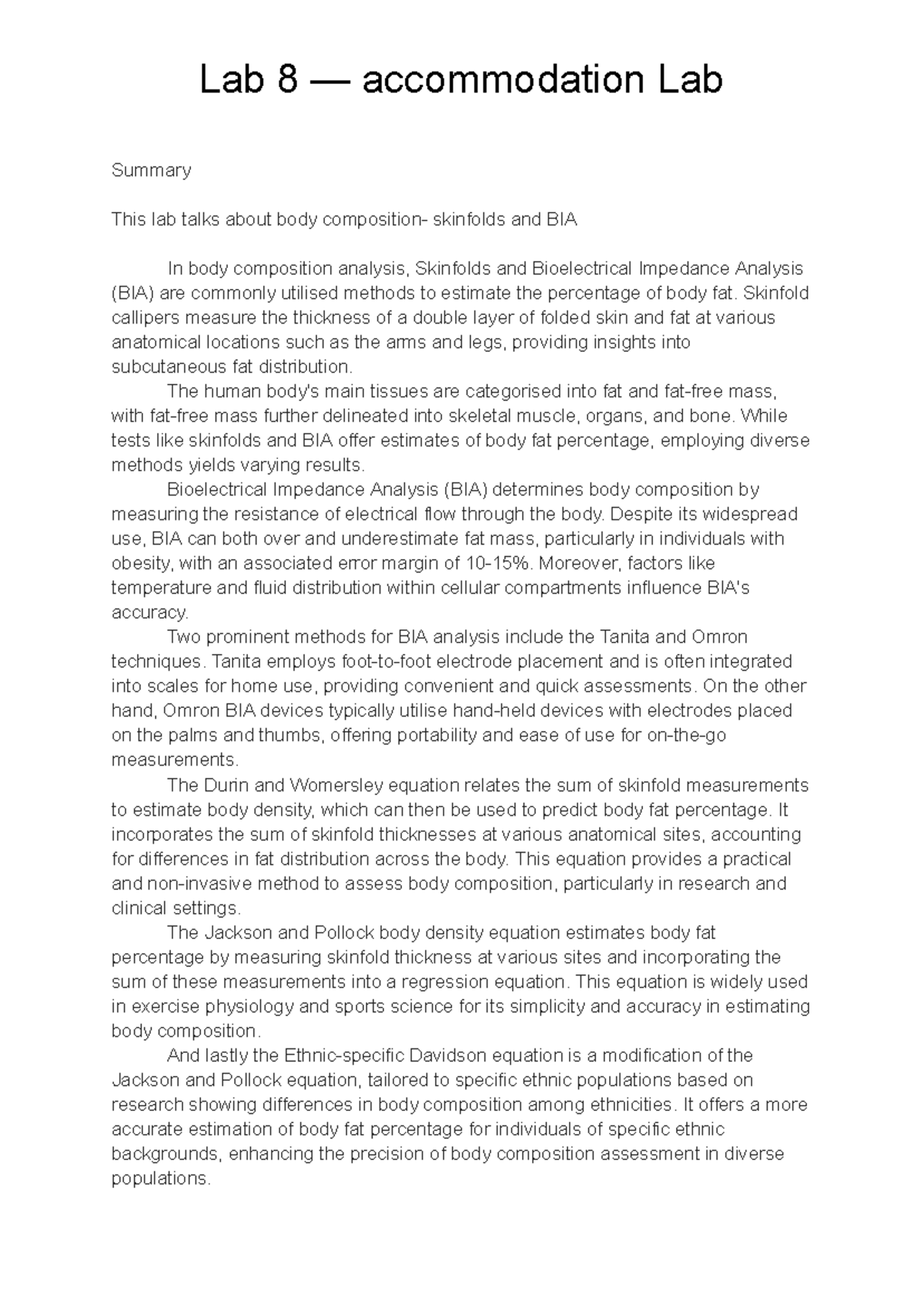 Lab 8 accommodation - Lab 8 — accommodation Lab Summary This lab talks ...