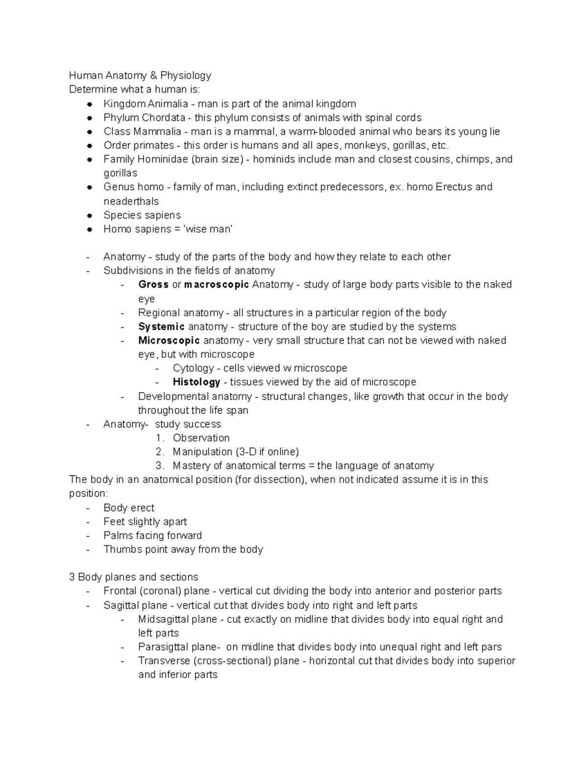 Lecture Orientation of Human Body - Human Anatomy & Physiology ...