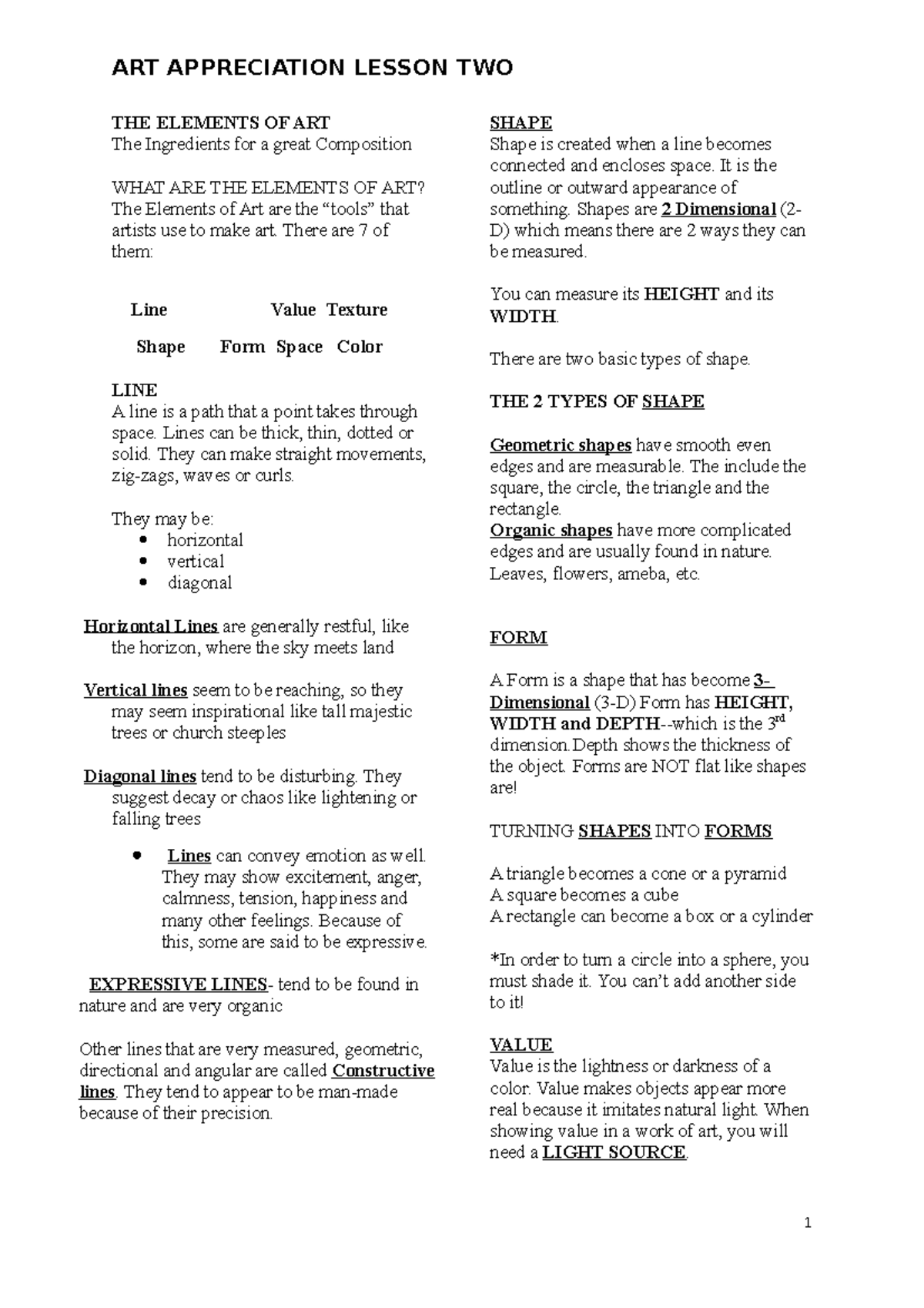 ART APP Lesson 2 - This will give students a great lecture notes, for ...