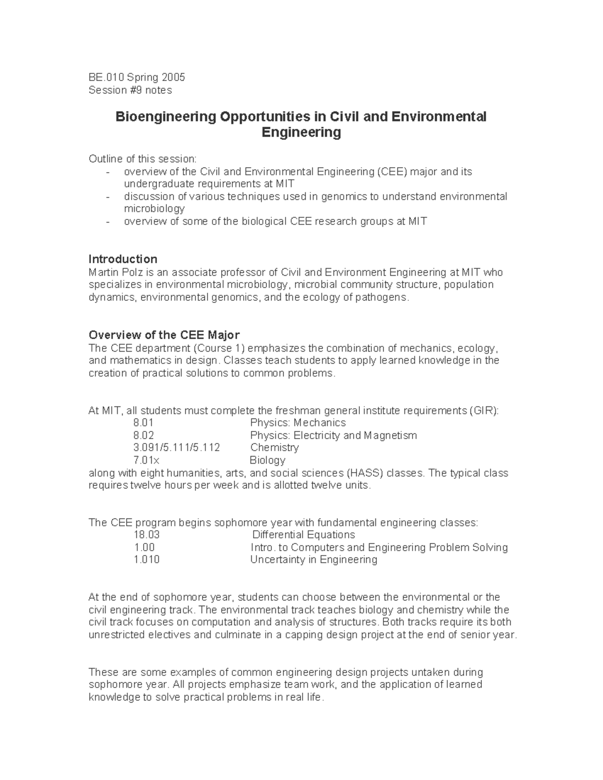 Bioengineering in Civil and Environmental Engineering - Prof. Martin ...