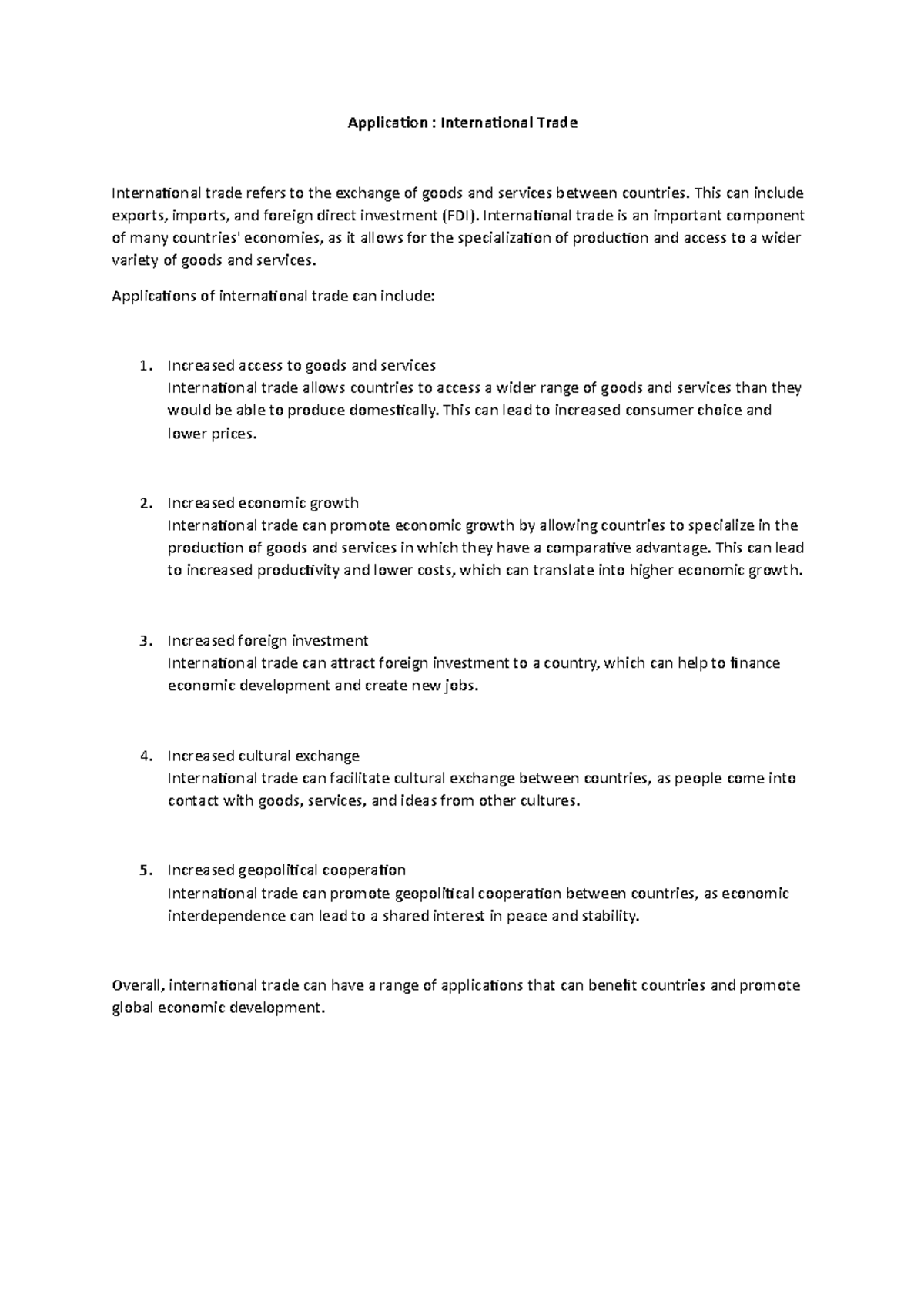 Application ; International Trade - Application : International Trade ...