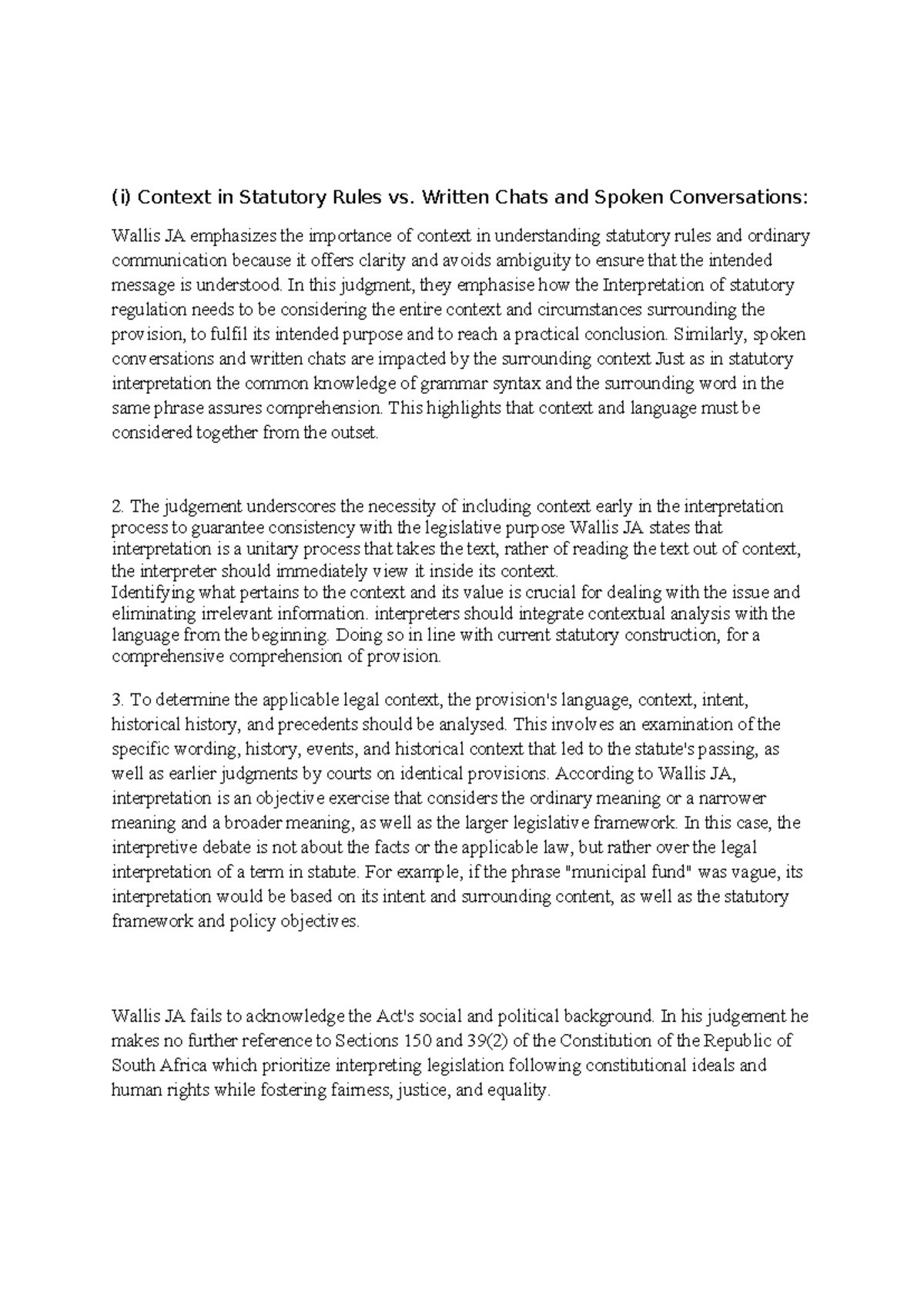 Sti excercise - Explanatory notes - (i) Context in Statutory Rules vs ...