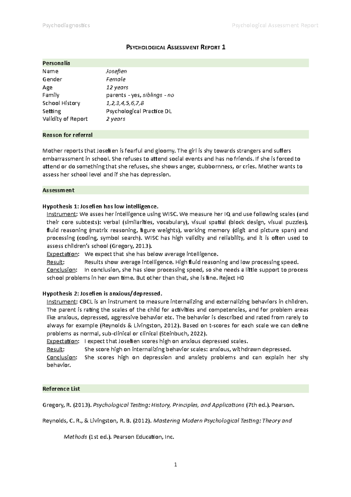 Psychological Rapport 1 IBP - Psychodiagnostics Psychological ...