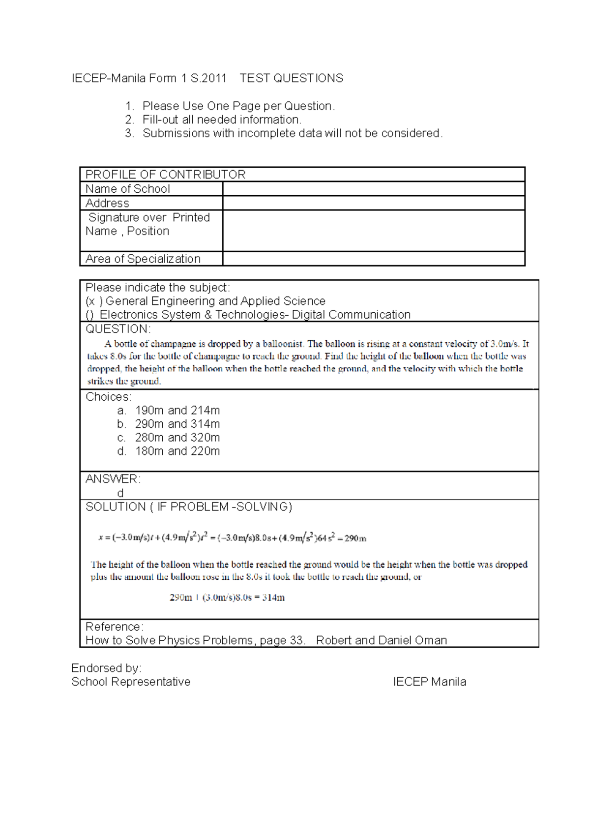 GEAS 08 - Reviewer - Please Use One Page per Question. Fill-out all ...