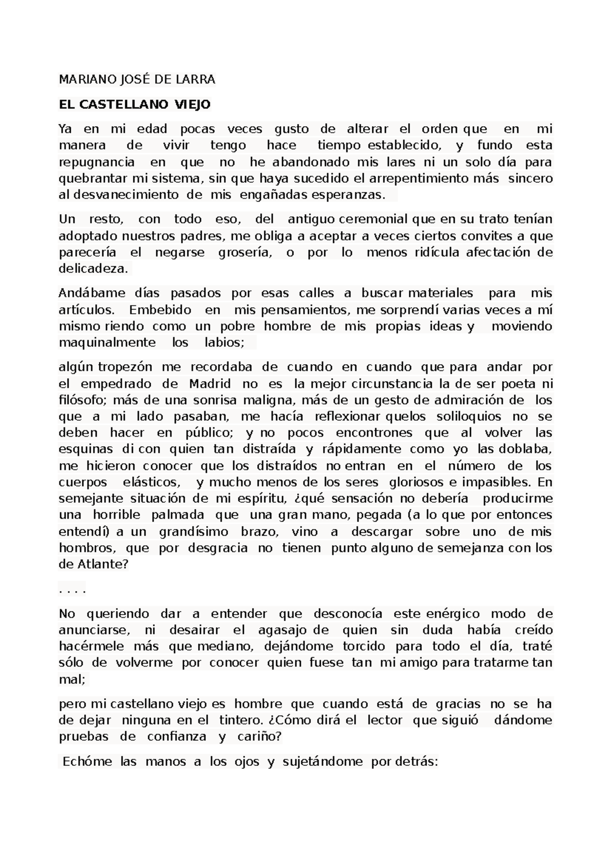 Mariano Joséde Larra - Esercizi per letteratura spagnola - MARIANO JOSÉ ...