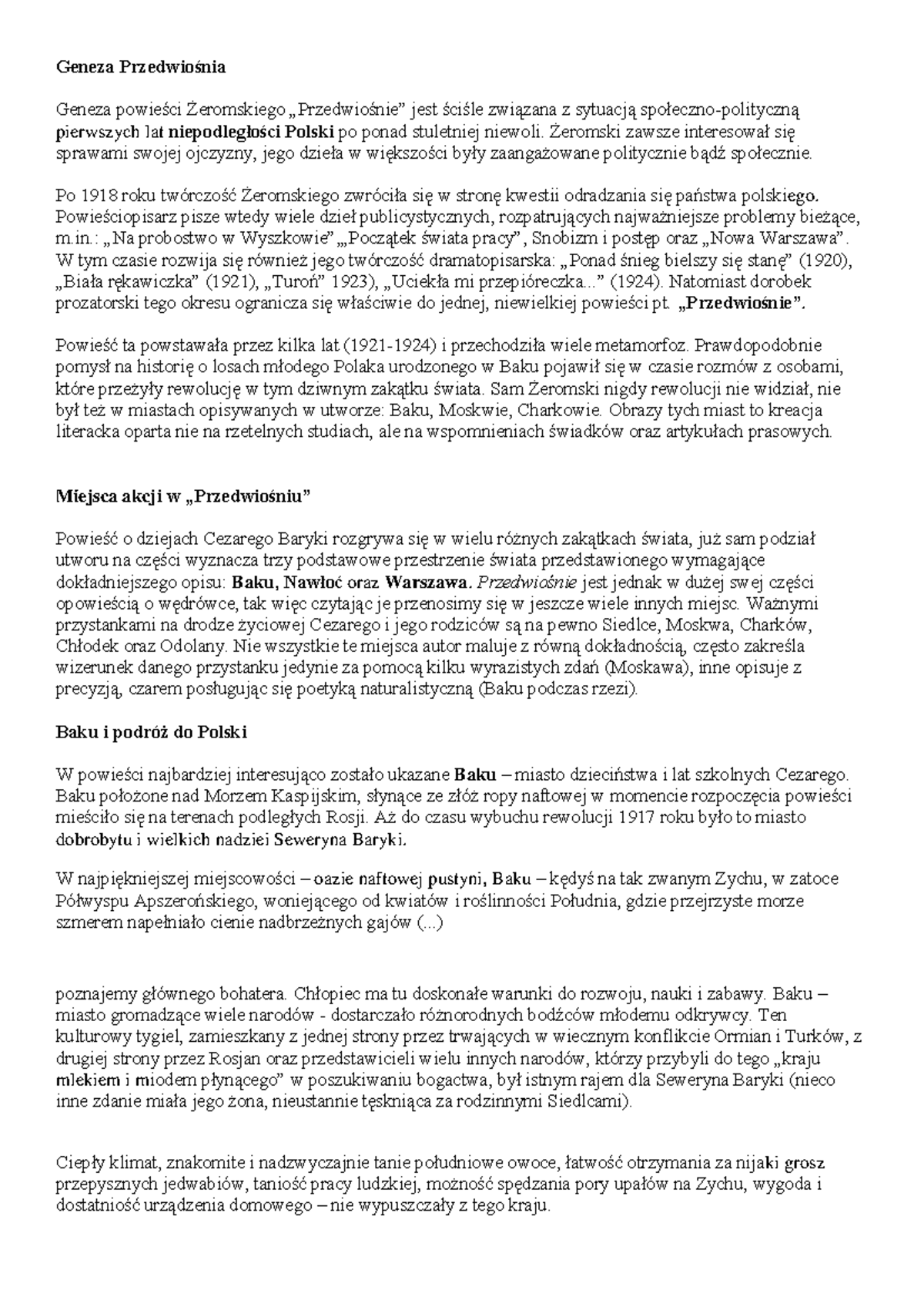 Przedwiośnie Geneza Utworu - Geneza Przedwiośnia Geneza powieści ...