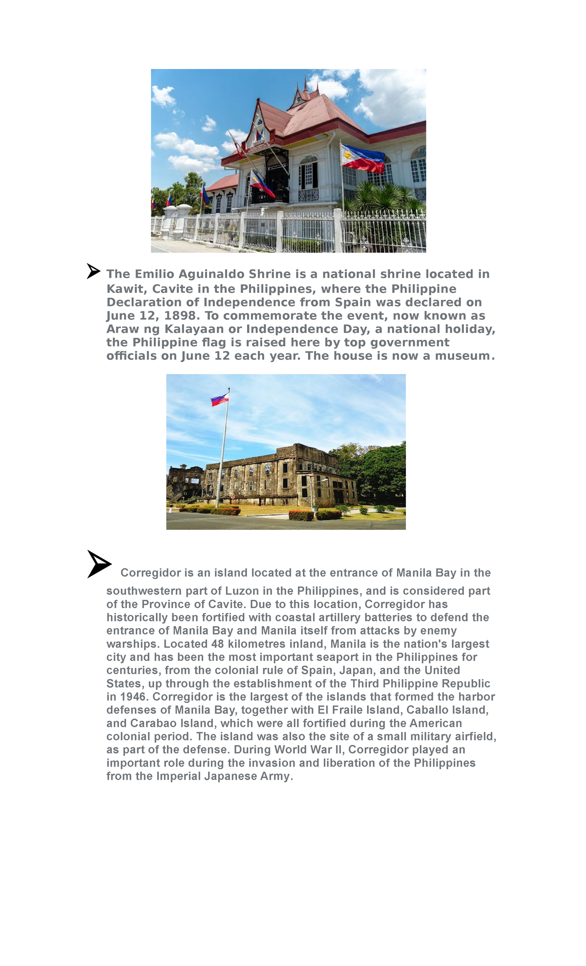Landmark in cavite - none - The Emilio Aguinaldo Shrine is a national ...