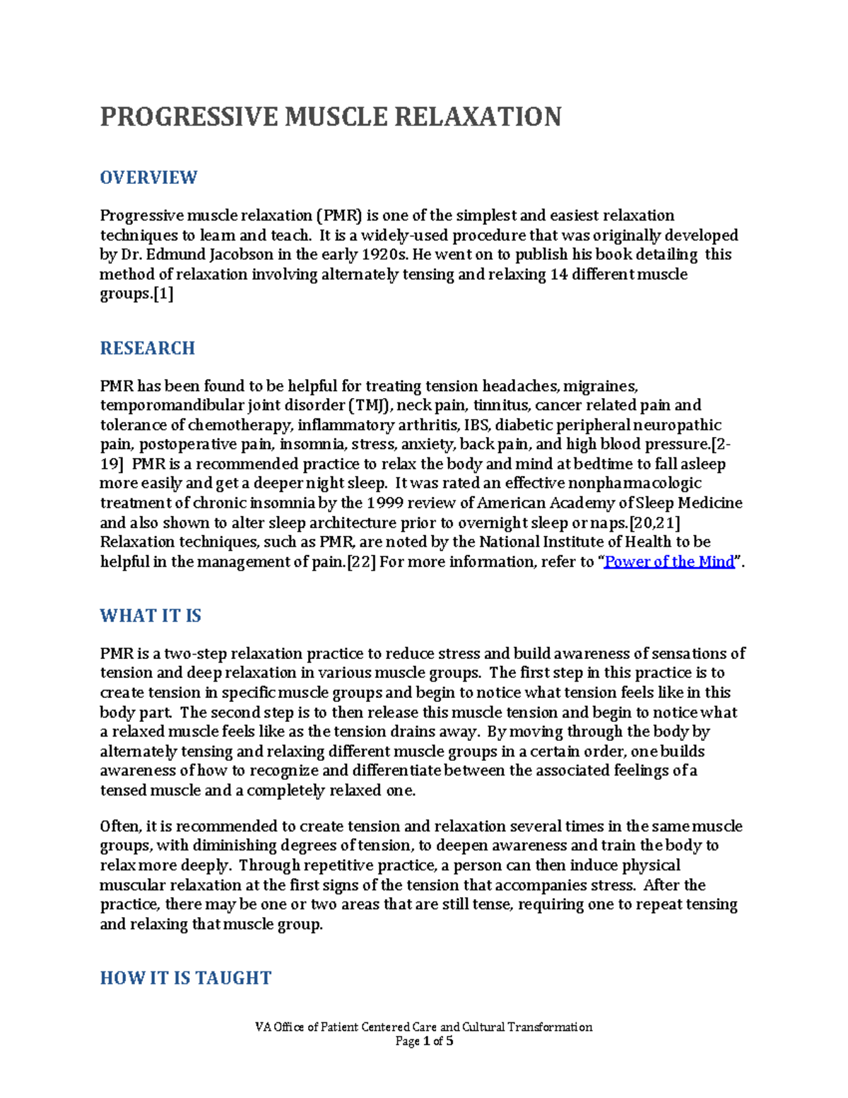 Progressive-Muscle-Relaxation - VA Office of Patient Centered Care and ...