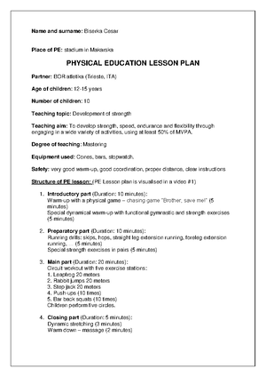 Physical Education - Health And Physical Education - Studocu