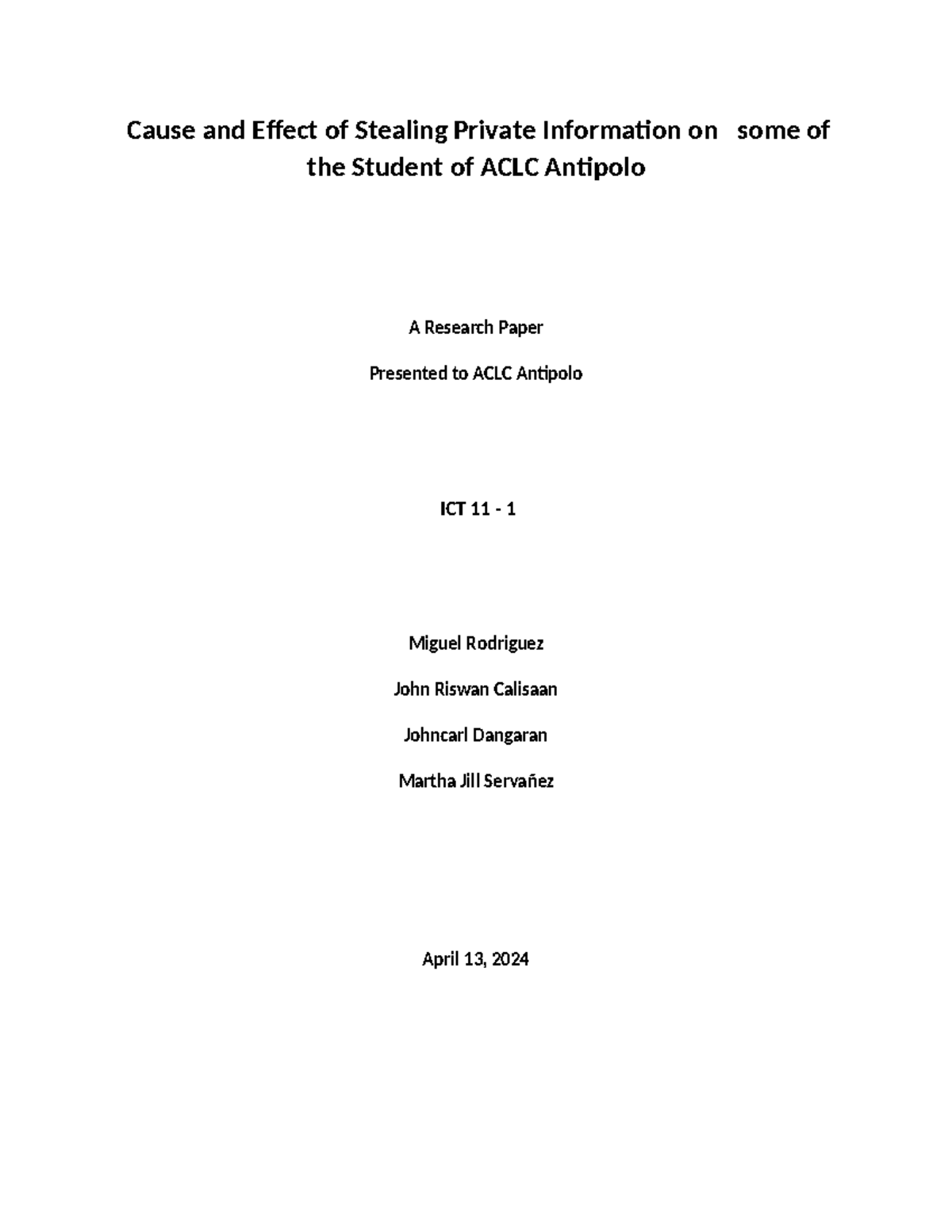 Chap 1-3 - thanku - Cause and Effect of Stealing Private Information on ...