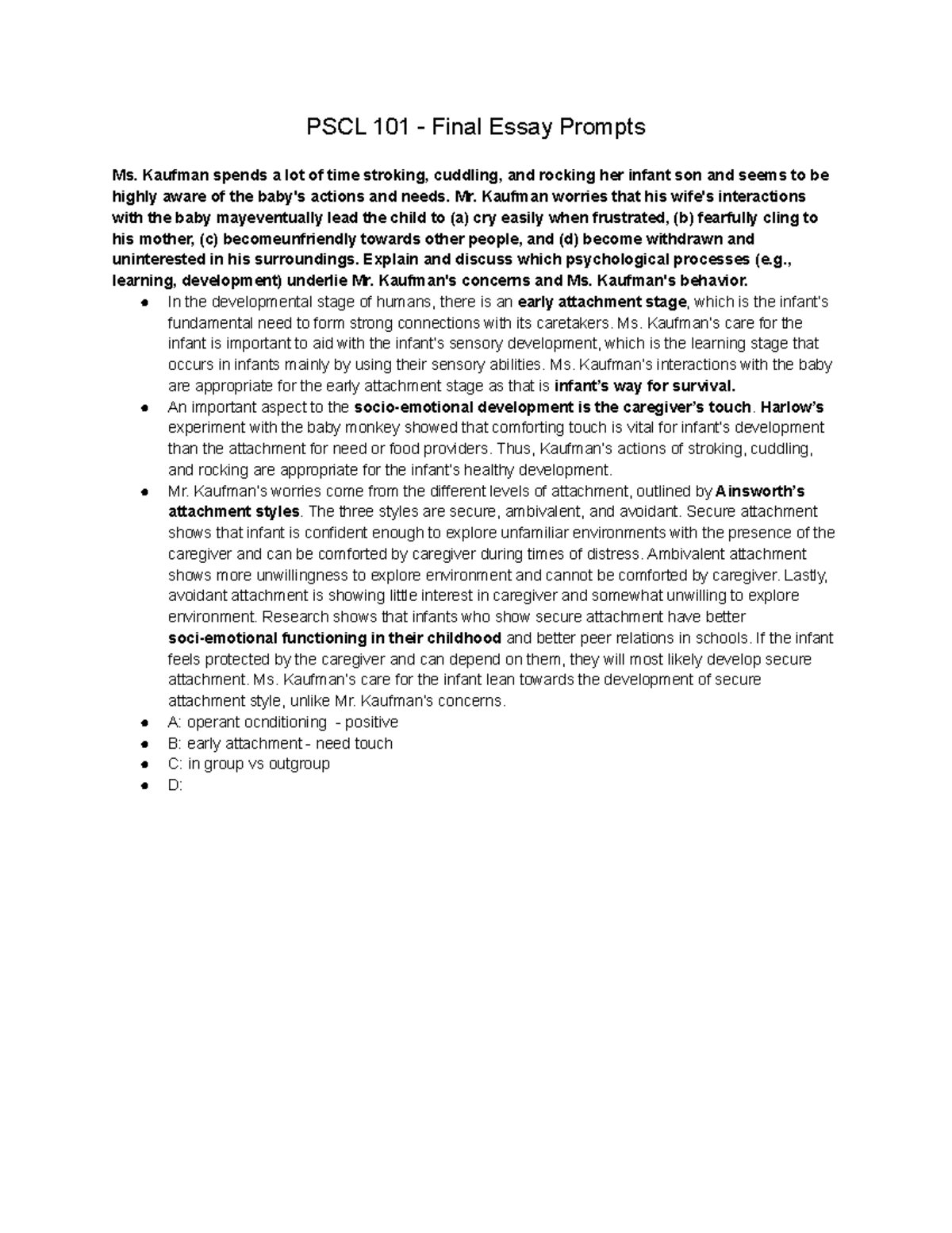 PSCL 101 - Final Essay Prompts - PSCL 101 - Final Essay Prompts Ms ...