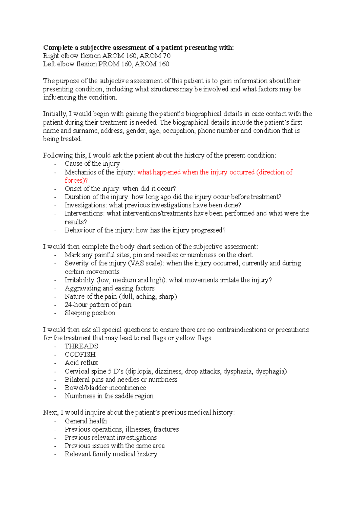 Subjective and Objective Assessment SA Questions - Complete a ...