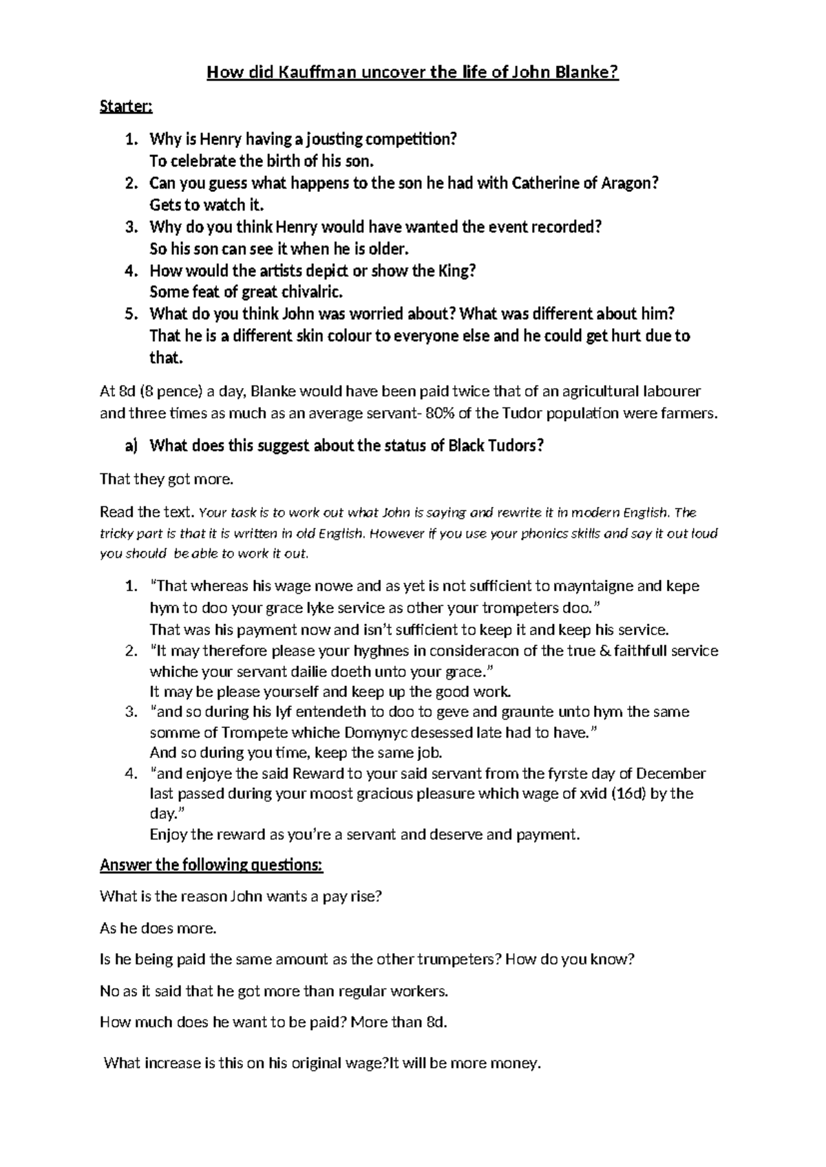 the kauffman town - How did Kauffman uncover the life of John Blanke ...