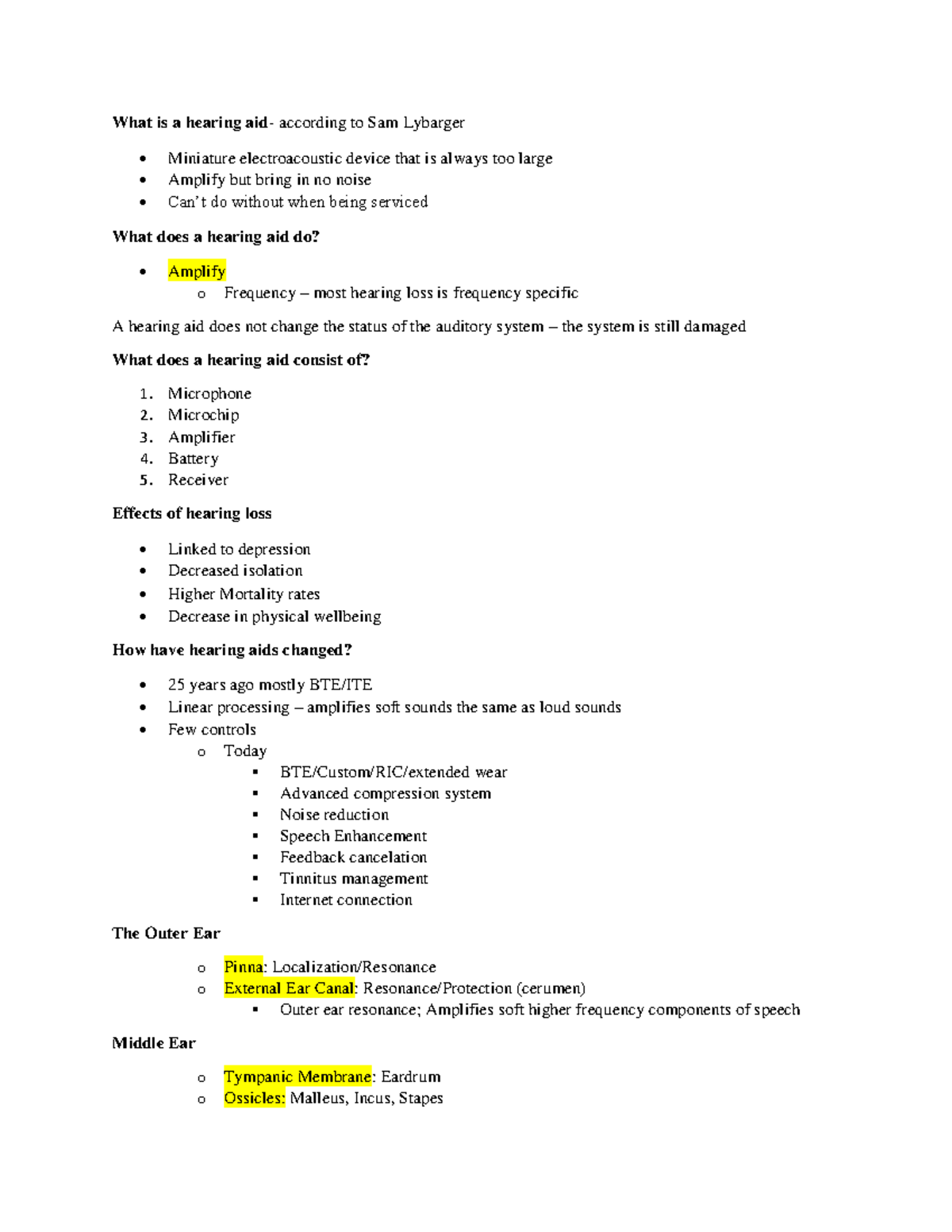 Hearing Aids notes - What is a hearing according to Sam Lybarger ...