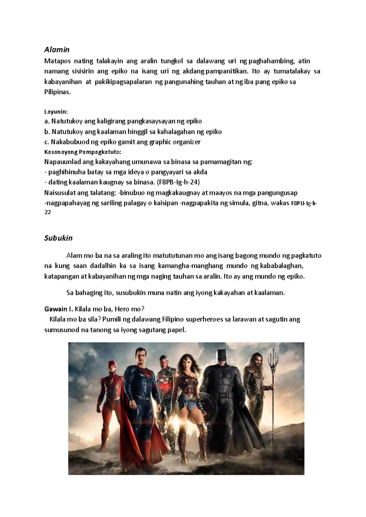 Grade 8 first quarter and fifth lesson - Alamin Matapos nating ...