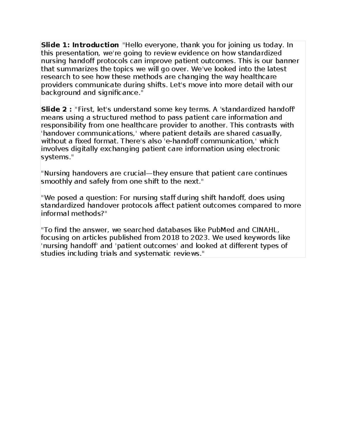 Script - Slide 1: Introduction "Hello everyone, thank you for joining ...