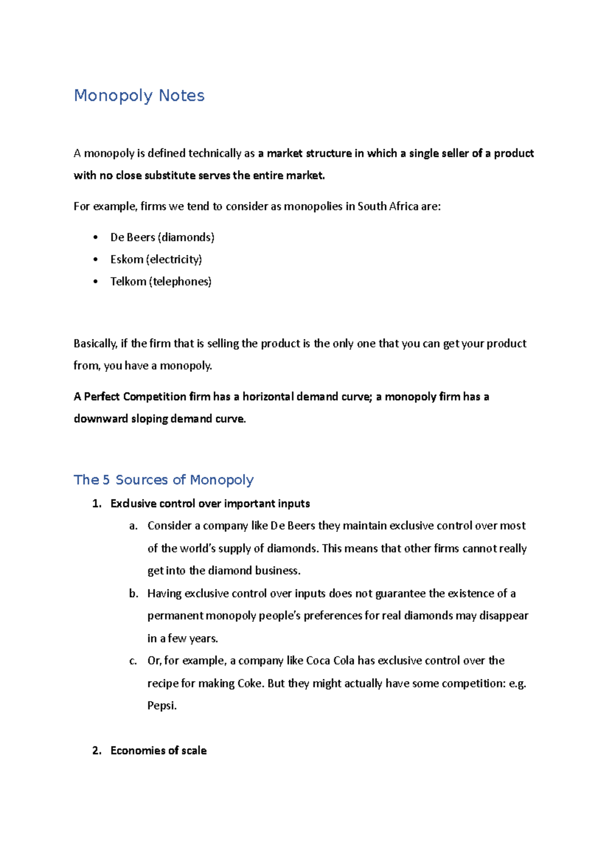 Monopoly Notes ECO2003 - Monopoly Notes A monopoly is defined ...