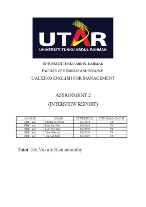 FHBM1114 Management - Assignment - CENTRE FOR FOUNDATION STUDIES FHBM ...