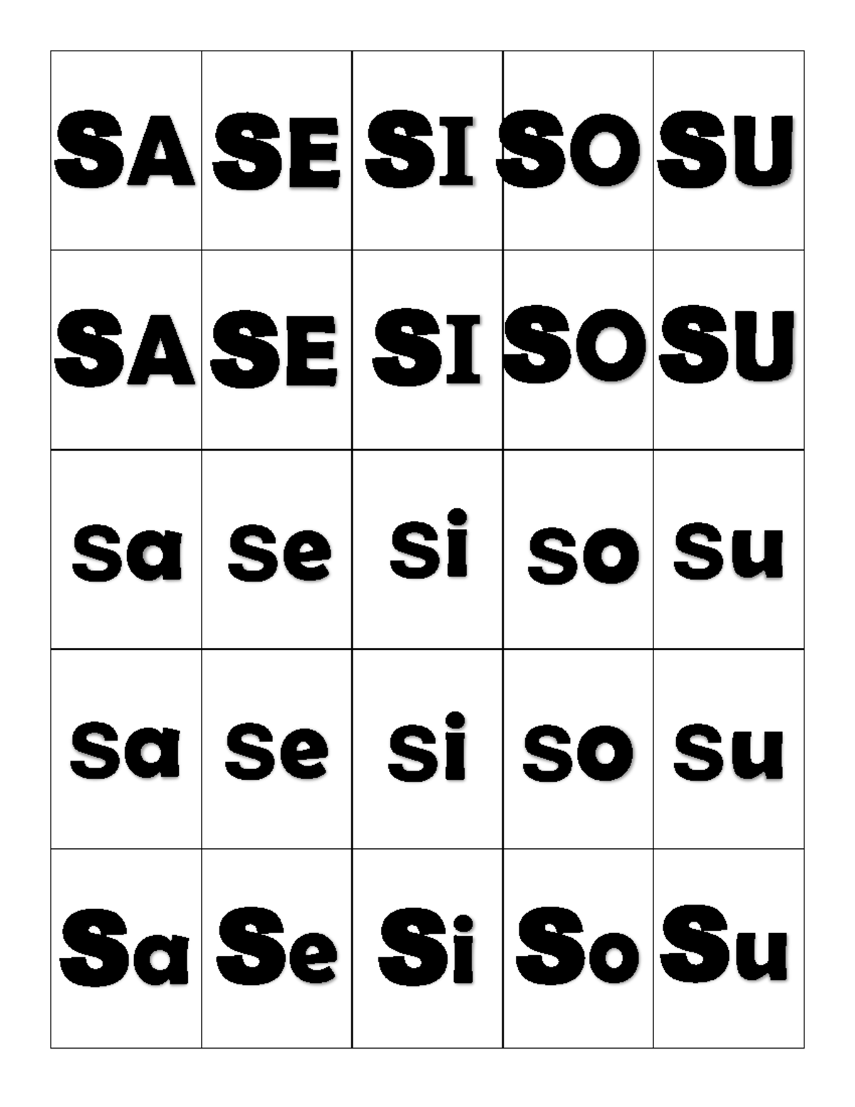 Actividades con sa se si so su - Psicólogia en la primera infancia - SA ...