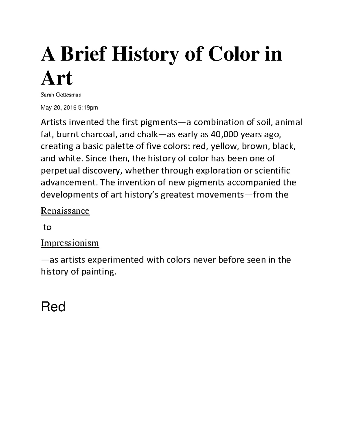 A Brief History of Color in Art - A Brief History of Color in Art Sarah ...