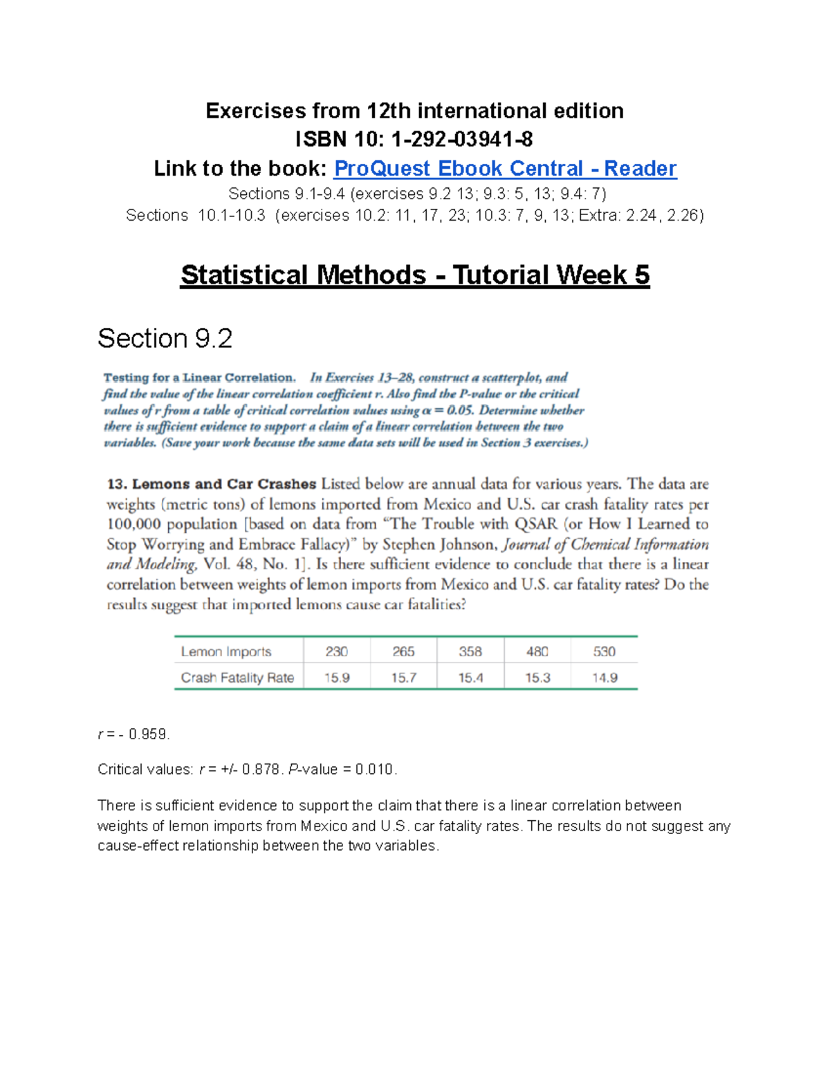 Statistical Methods - Tutorial 4 - Exercises from 12th international ...