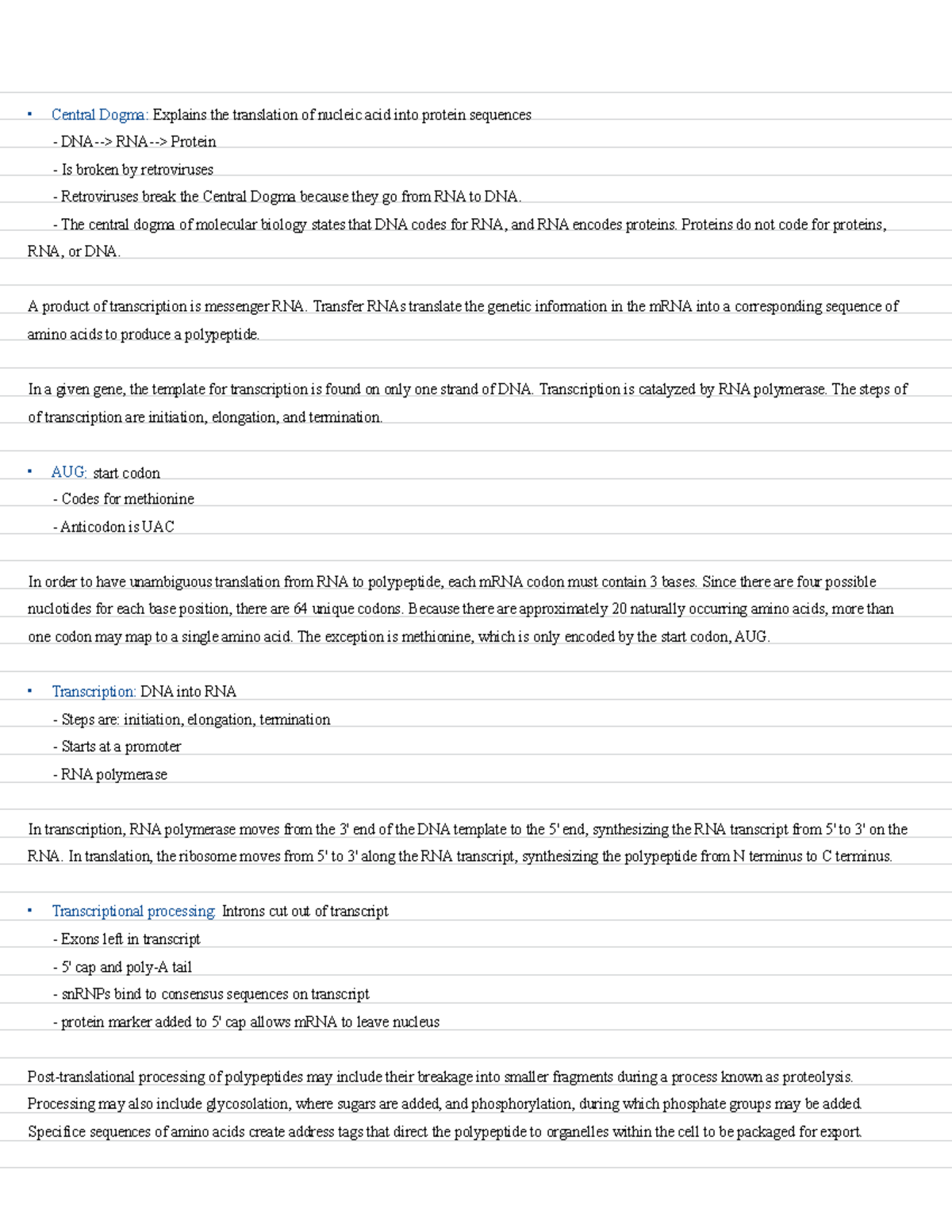 Gene Expression - Cerego practice review materials organized in notes ...
