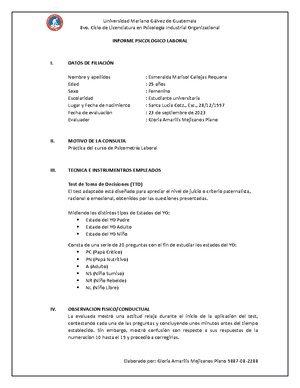 Formato DE Informe Orientación Vocacional - INFOME DE ORIENTACI”N VOCACIONAL I. DATOS GENERALES ...