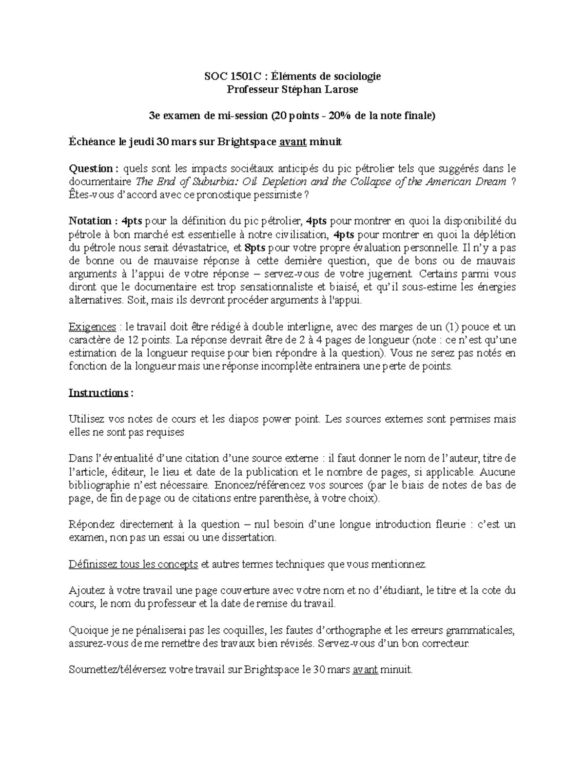 Mi-session 3 - Mi-session 3 - SOC 1501C : Éléments de sociologie ...