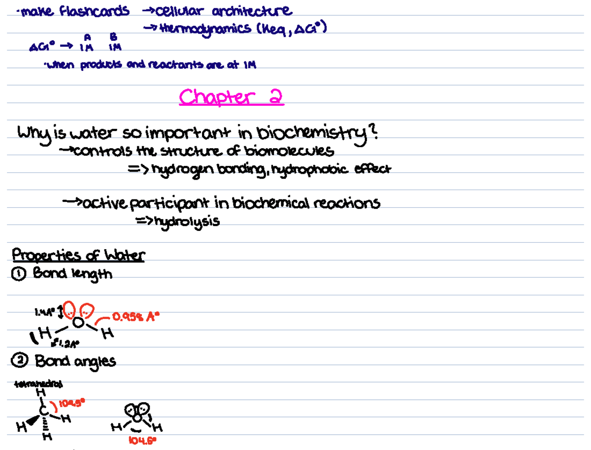 Chapter 2 Water - Fall Biochemistry I: Professor Weerapana - make flashcards cellular ...