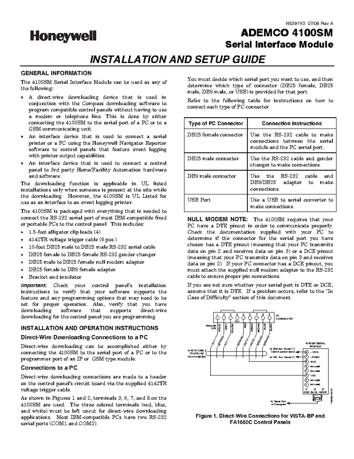Honeywell 4100sm installion manual - N5391V3 07/06 Rev A ADEMCO ...