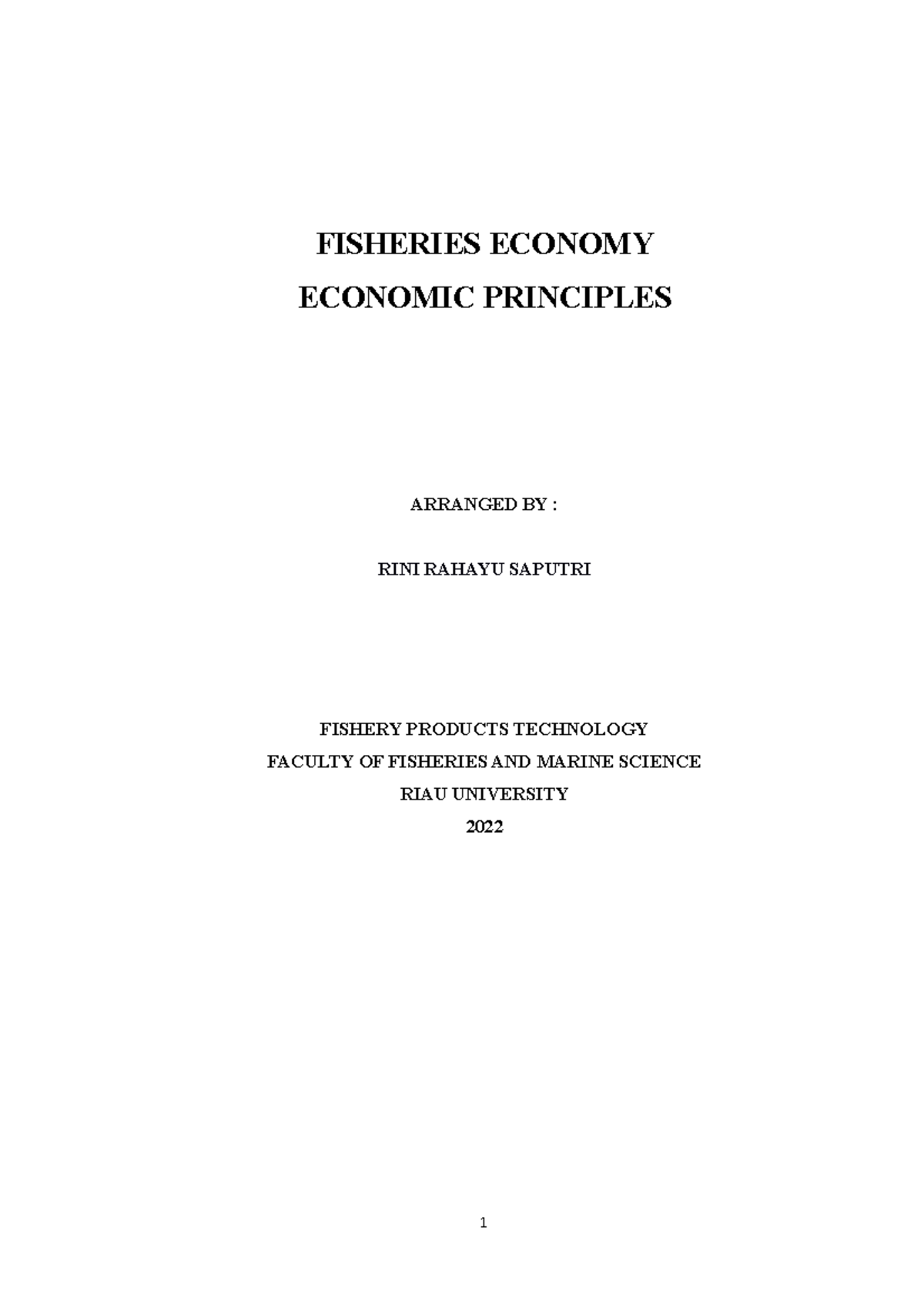 Fisheries Economyeconomic Principles - FISHERIES ECONOMY ECONOMIC ...