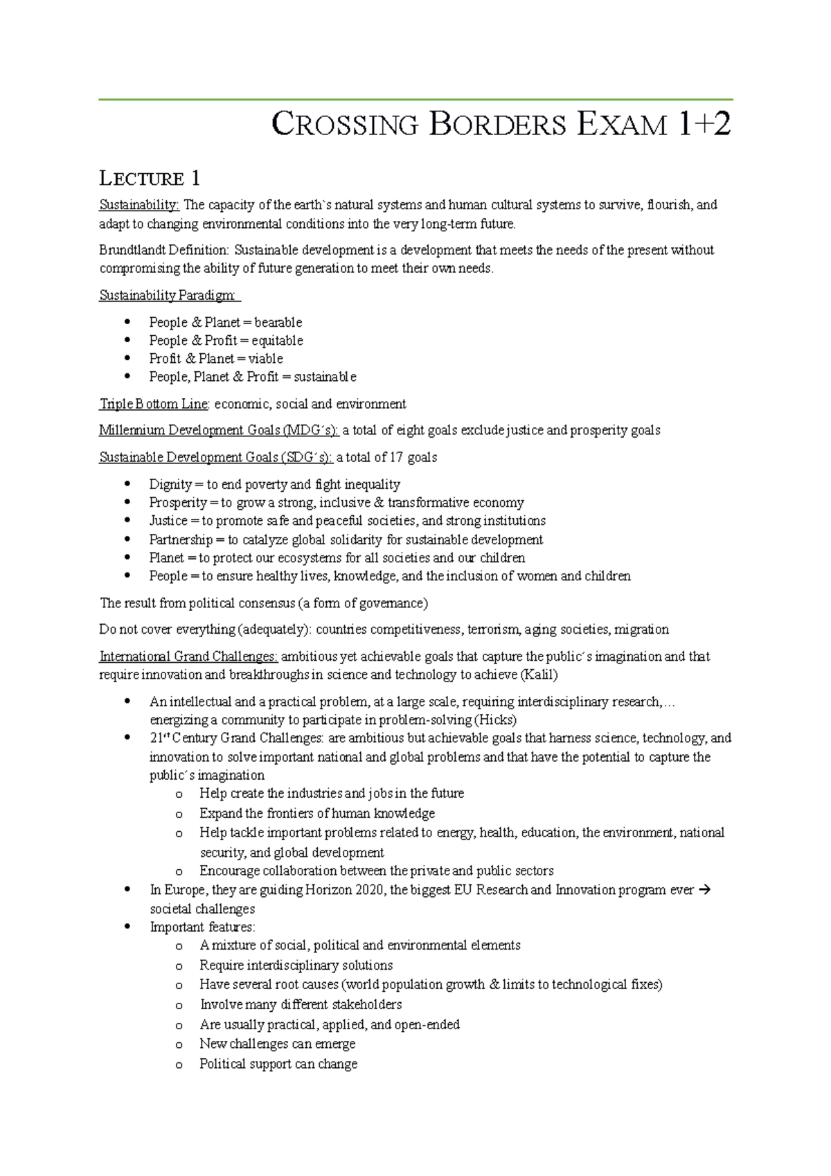 Minor Crossing Borders Notes Exam 1+2 - CROSSING BORDERS EXAM 1+2 ...