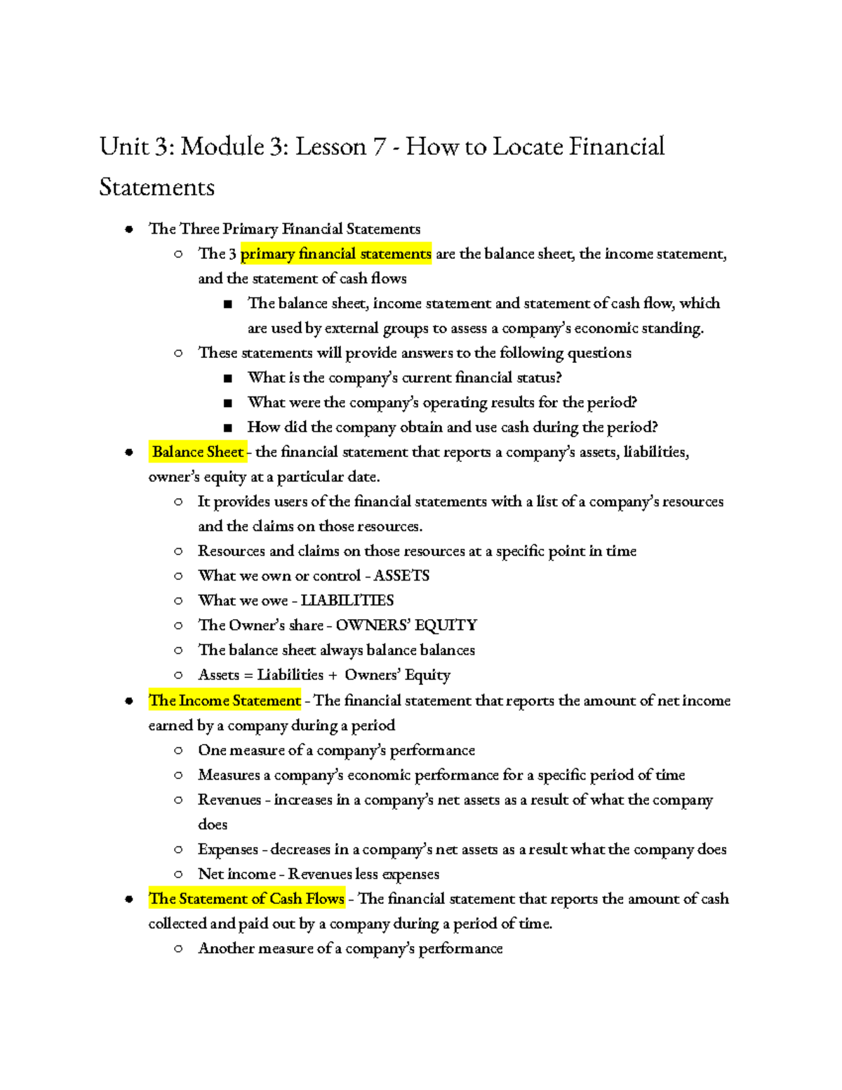 D196 Notes Unit 3 - Unit 3: Module 3: Lesson 7 - How to Locate ...