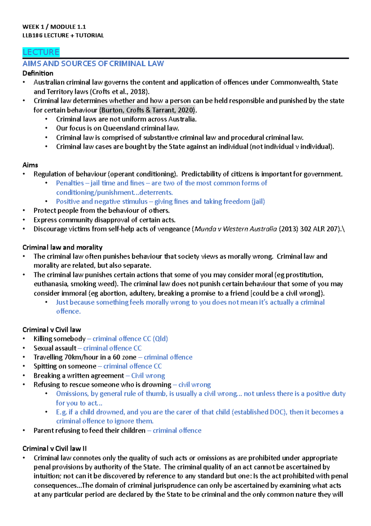 1.1 LLB106 WK 1 - Lecture notes 1 - WEEK 1 / MODULE 1. LLB106 LECTURE ...