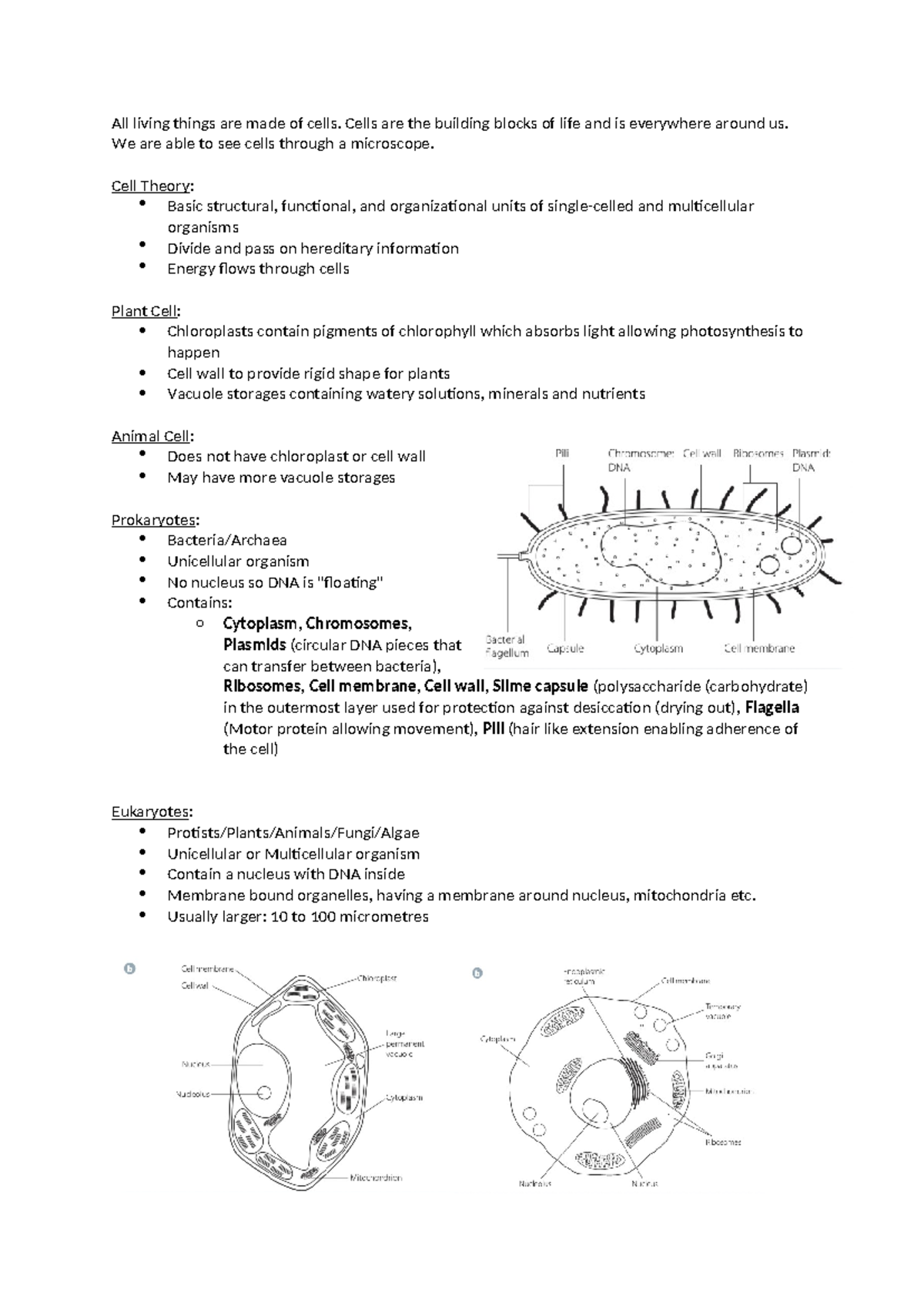 Module 1 Notes - All living things are made of cells. Cells are the ...