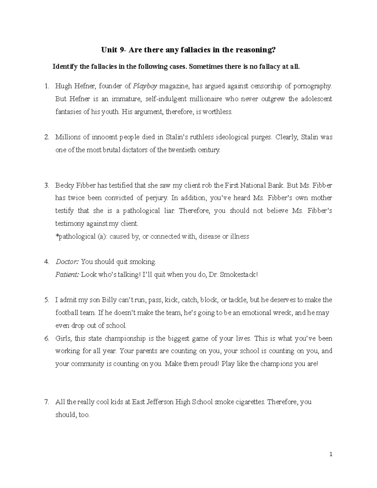 Fallacies Theory Practice material 2021 2022 - Unit 9- Are there any ...