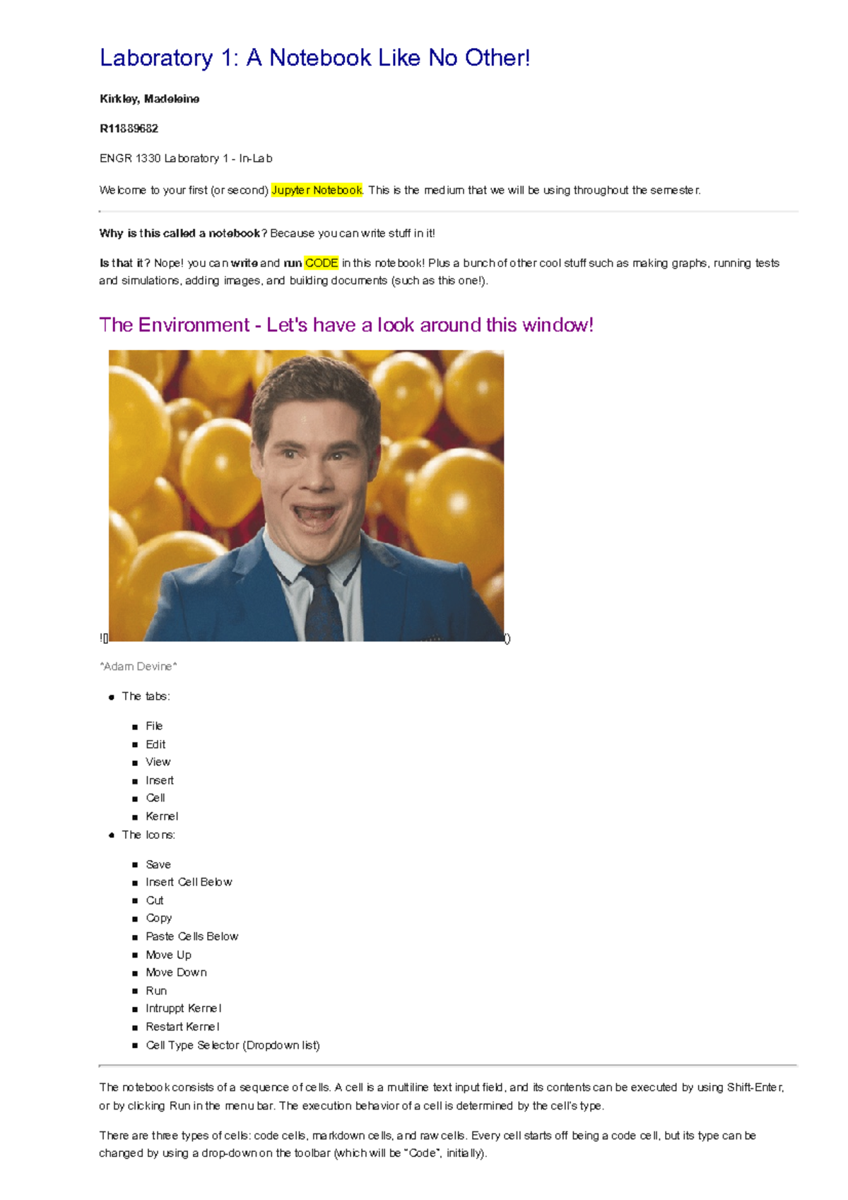 Lab01 - Lab for computational thinking. - Laboratory 1: A Notebook Like No Other! Kirkley ...