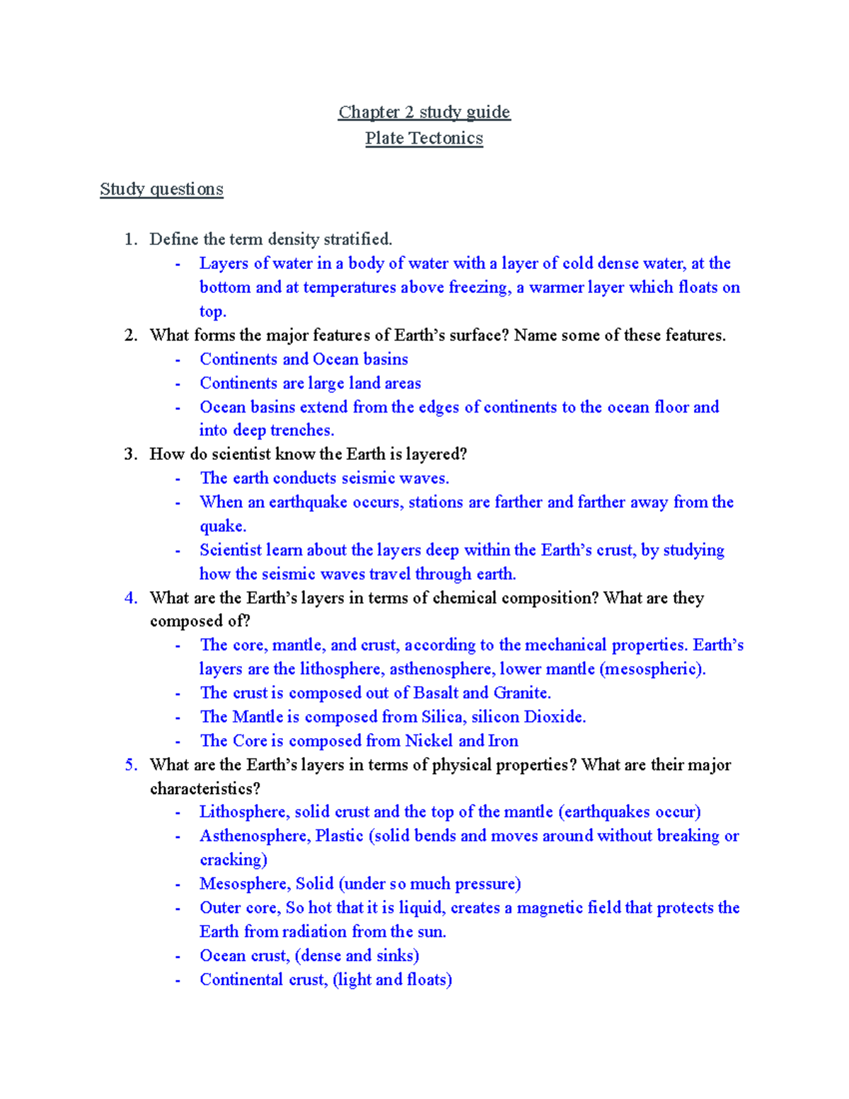 Chapter 2 SG Plate Tectonics - Chapter 2 study guide Plate Tectonics ...