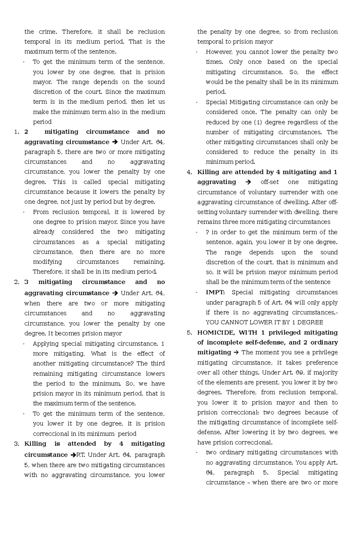 CRIM - Notes on Penalty - the crime. Therefore, it shall be reclusion ...