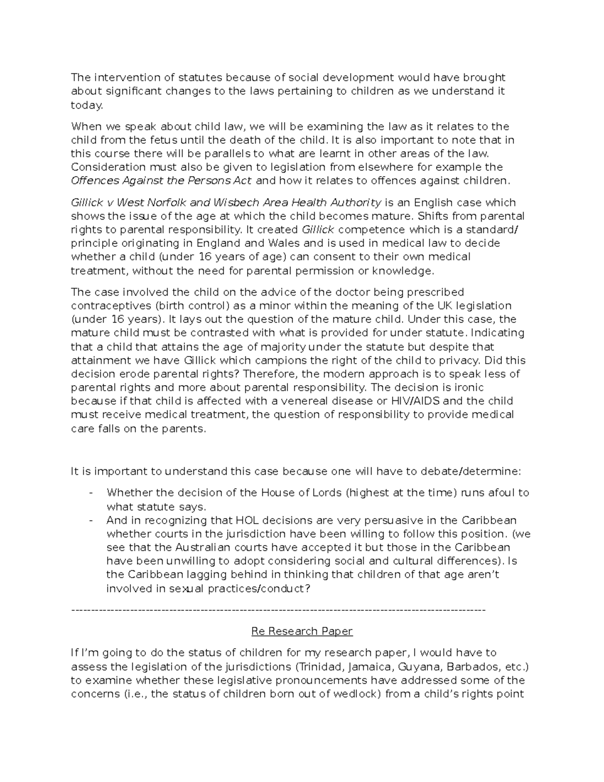 Rights and Responsibilities Lecture Notes - General Law - UWI - Studocu