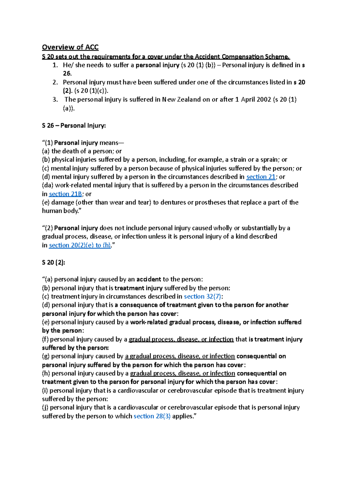 Overview of ACC - Overview of ACC S 20 sets out the requirements for a ...